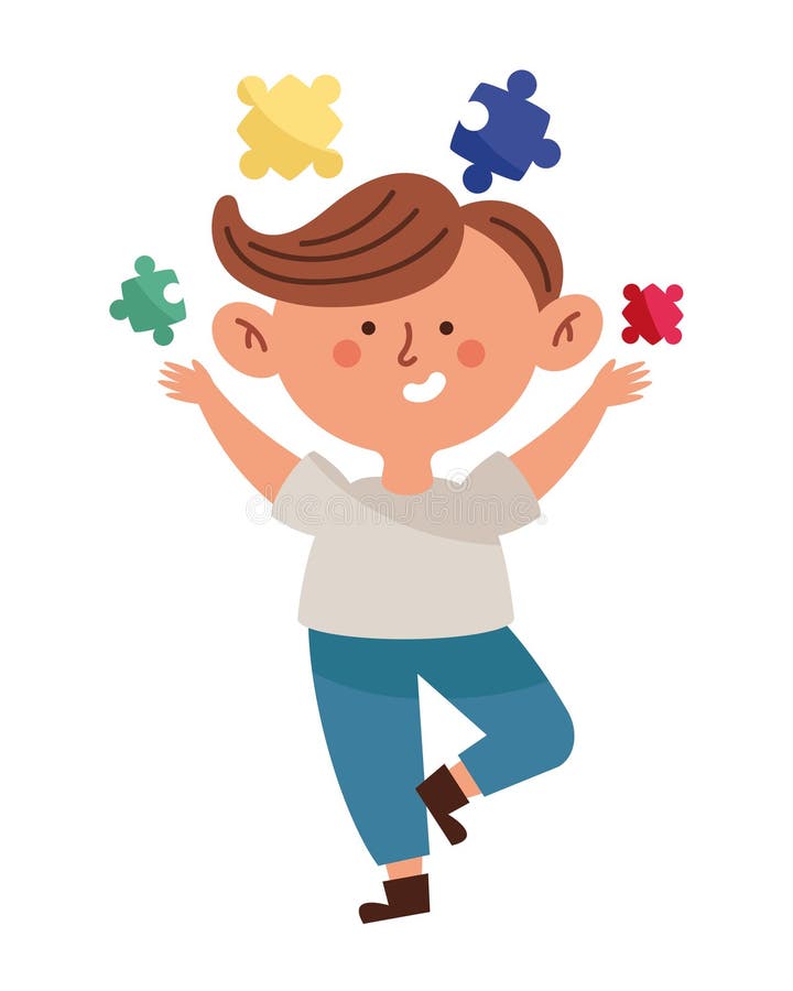 Autism boy playing stock vector. Illustration of playing - 310680214
