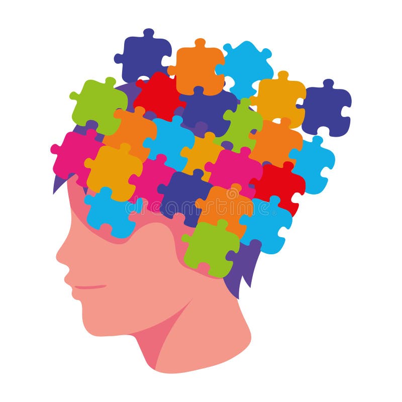 Autism brain with puzzles stock vector. Illustration of illness - 300361384