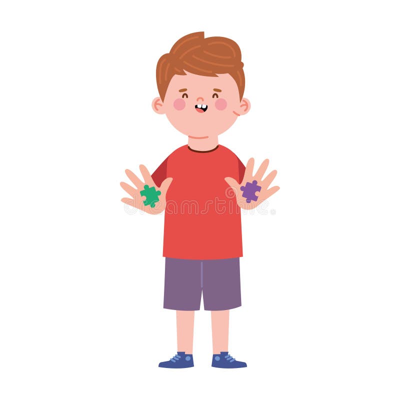 Autism boy smile stock vector. Illustration of vector - 312149492