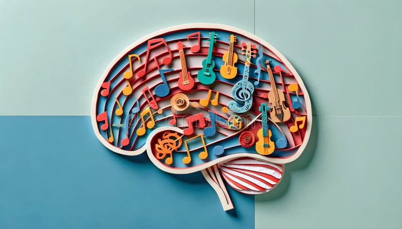Autism Brain with Musical Notes in Paper Craf - AI Generated Stock ...