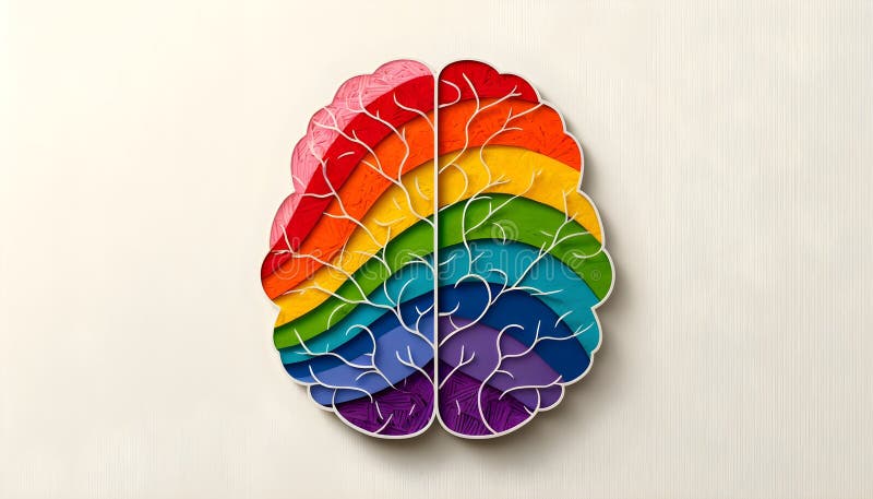 Autism Brain with Rainbow Spectrum in Paper Cut Style - AI Generated ...