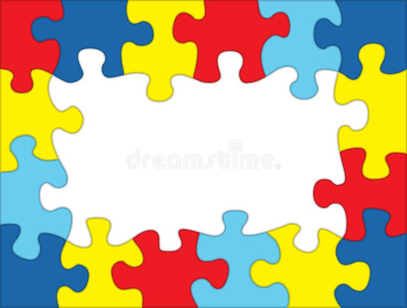 Puzzle Pieces in Autism Awareness Colors Background Illustration Stock ...