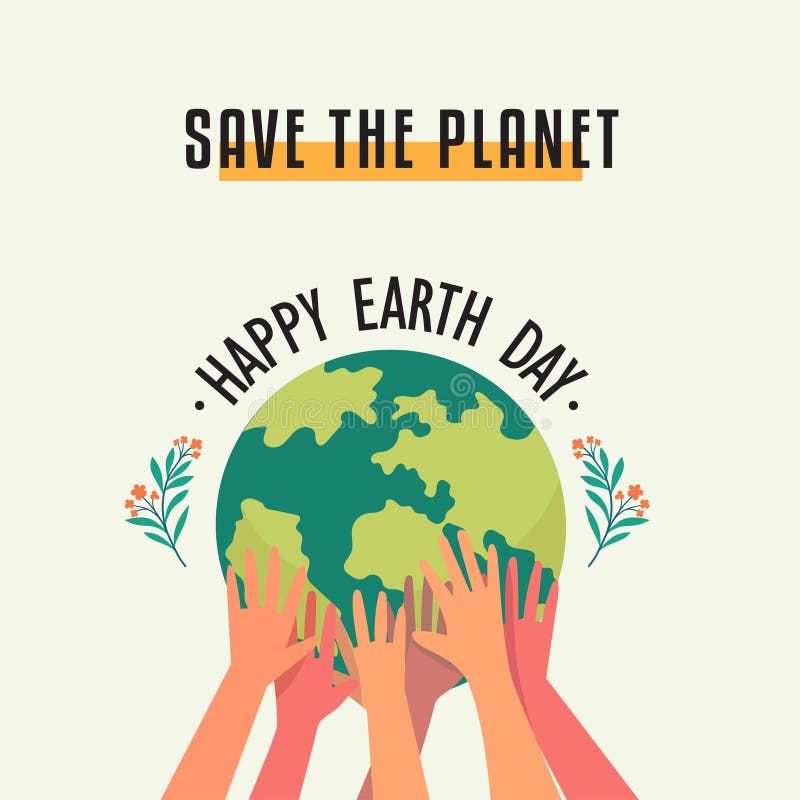 Happy Earth Day Eco Poster - April 22 Nature Celebration Design Stock ...