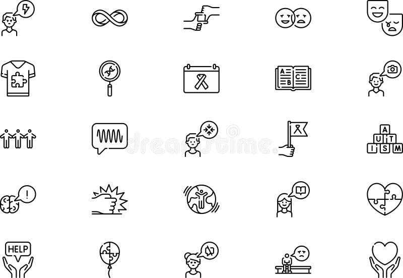Autism Day Icons Collection is a Vector Illustration with Editable ...