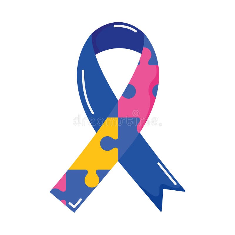 Autism day puzzle ribbon stock vector. Illustration of mental - 273146060