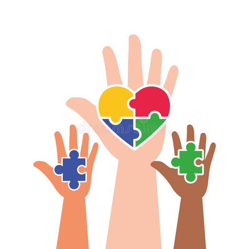 Autism hand puzzles stock vector. Illustration of children - 300359192