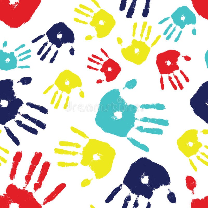 Autism Handprint Seamless Tile Stock Vector - Illustration of finger ...