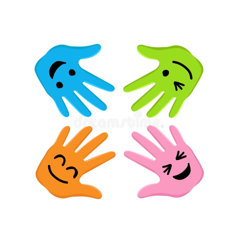 Autism hands with faces stock illustration. Illustration of sensory ...