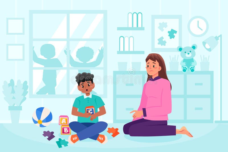 Autism Illustration in Flat Design Stock Illustration - Illustration of ...