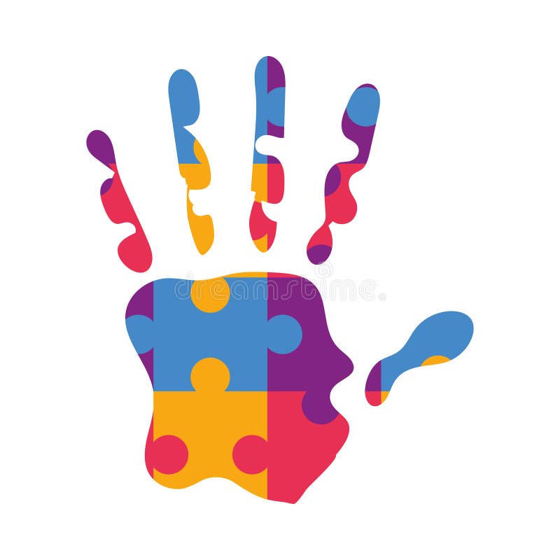 Autism puzzle hand shape stock vector. Illustration of help - 310846320