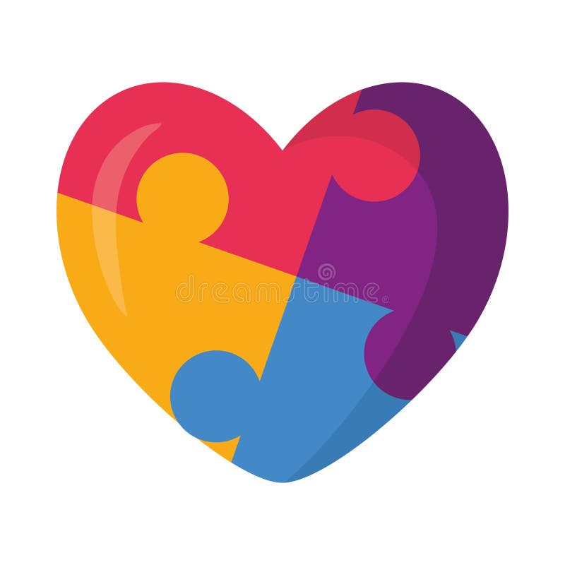 Autism puzzle heart stock vector. Illustration of disability - 310844741