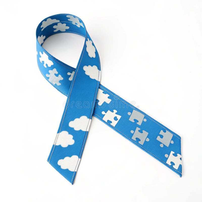 Autism Ribbon in Clouds Isolated on White Background Stock Illustration ...