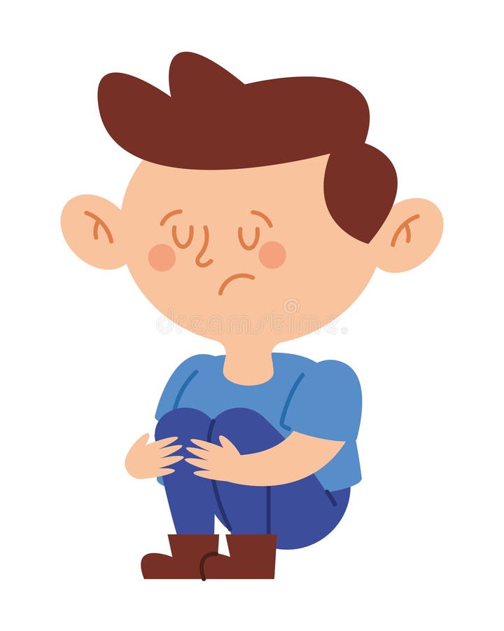 Autism sad boy stock illustration. Illustration of lonely - 311584420