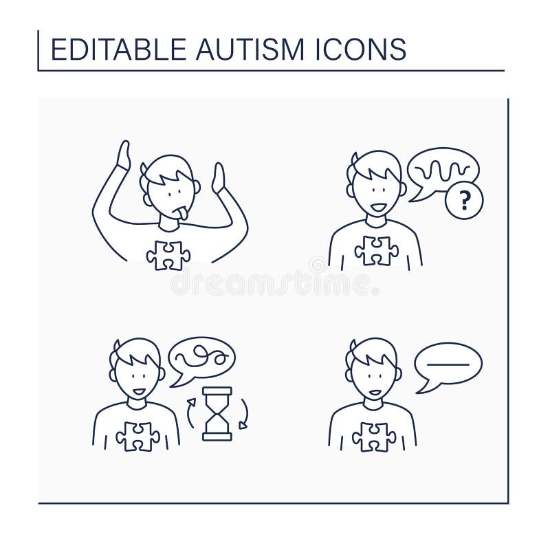 Autism Spectrum Disorder Line Icons Set Stock Vector - Illustration of ...