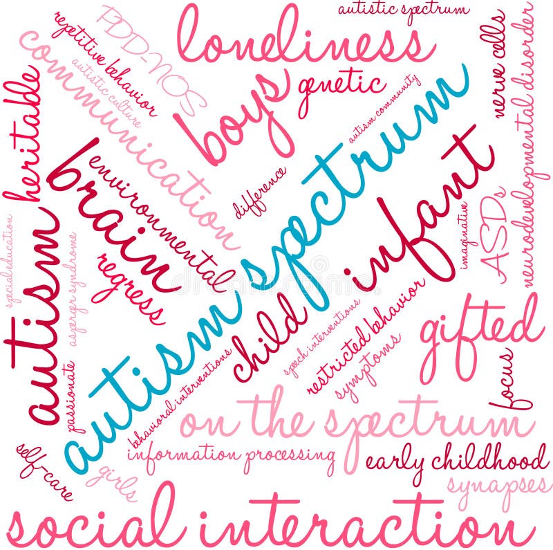 Autism Spectrum Word Cloud stock illustration. Illustration of child ...