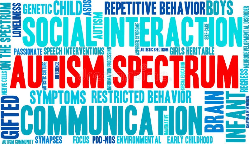 Autism Spectrum Word Cloud stock illustration. Illustration of child ...