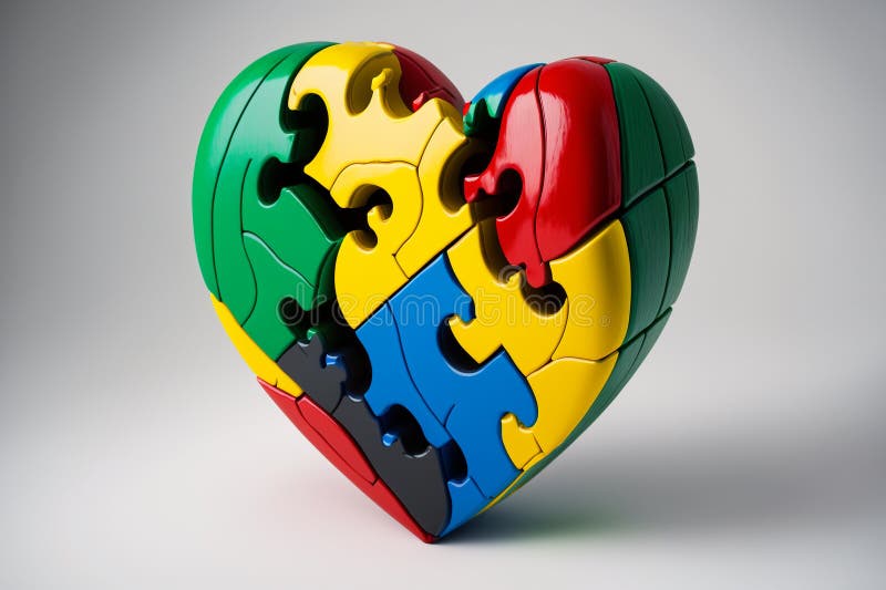 Autism Symbol, Colorful Heart Puzzle Generative AI Stock Illustration ...