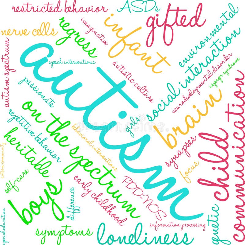 Autism Word Cloud stock illustration. Illustration of care - 103079449