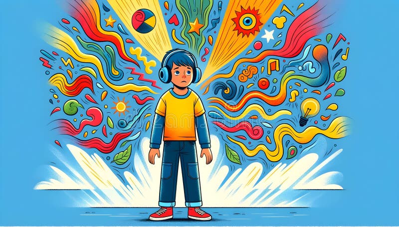 Autistic Boy Experiencing a Sensory Overload Crisis, Visual Noise ...