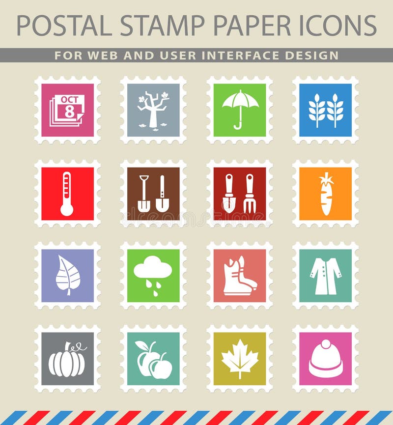Autmn icon set stock illustration. Illustration of postage - 88747254