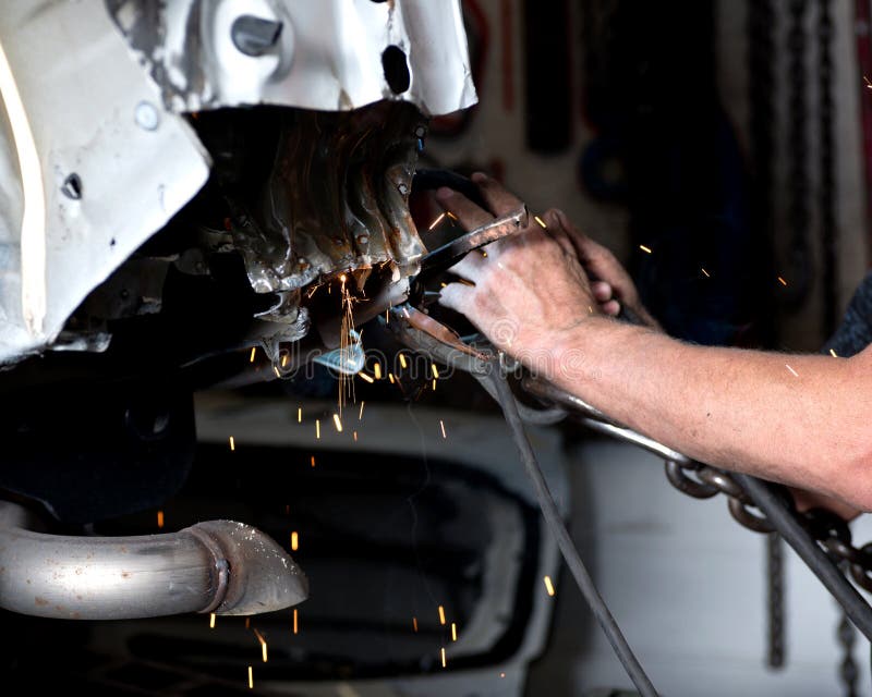 Auto body work stock image. Image of smoke, welder, industrial - 77374543