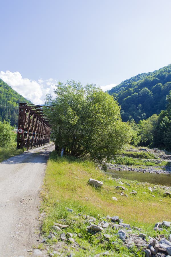 Auto Bridge Over Lotru River Stock Photo - Image of site, architecture ...
