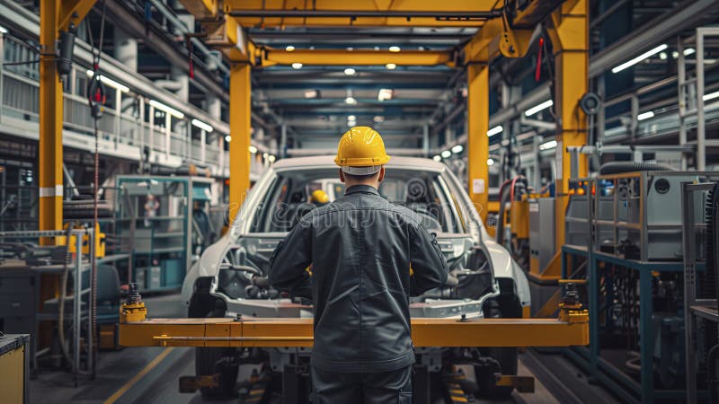 Auto Car Engineer Doing Work, Car Engineer at the Workstation with ...