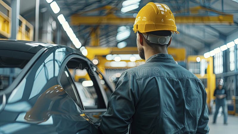 Auto Car Engineer Doing Work, Car Engineer at the Workstation with ...