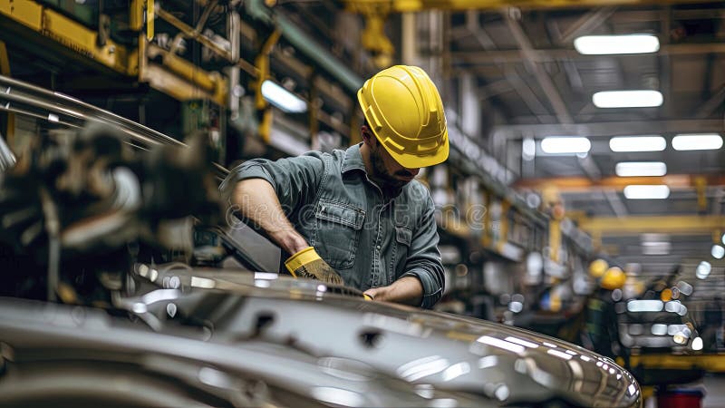 Auto Car Engineer Doing Work, Car Engineer at the Workstation with ...