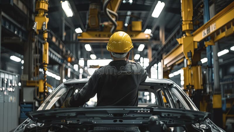 Auto Car Engineer Doing Work, Car Engineer at the Workstation with ...