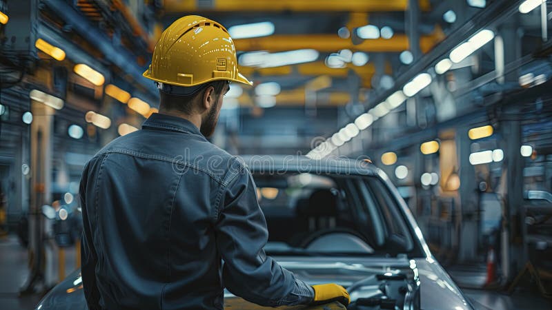 Auto Car Engineer Doing Work, Car Engineer at the Workstation with ...