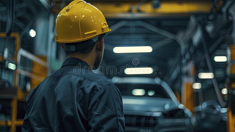 Auto Car Engineer Doing Work, Car Engineer at the Workstation with ...