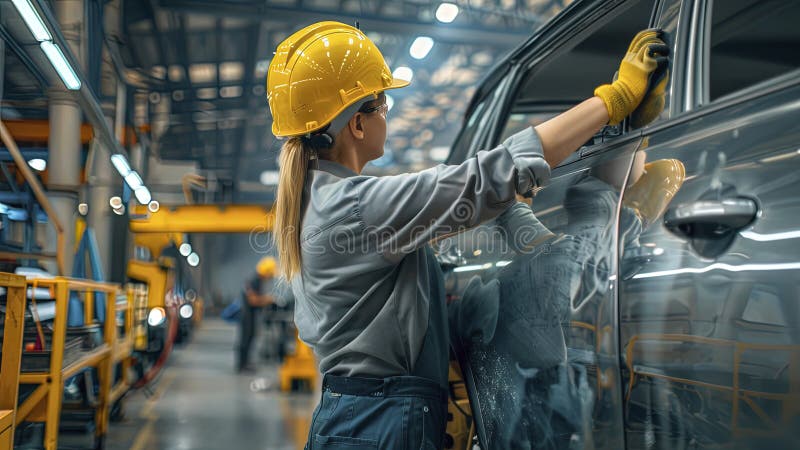 Auto Car Engineer Doing Work, Car Engineer at the Workstation with ...