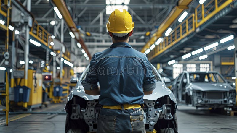 Auto Car Engineer Doing Work, Car Engineer at the Workstation with ...