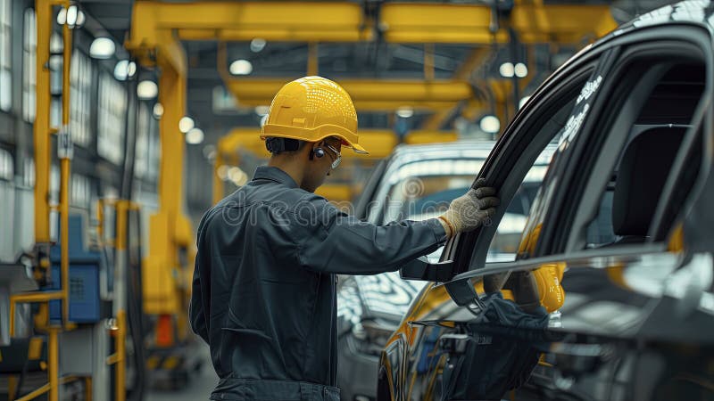 Auto Car Engineer Doing Work, Car Engineer at the Workstation with ...