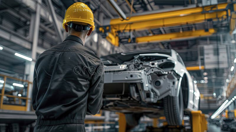 Auto Car Engineer Doing Work, Car Engineer at the Workstation with ...