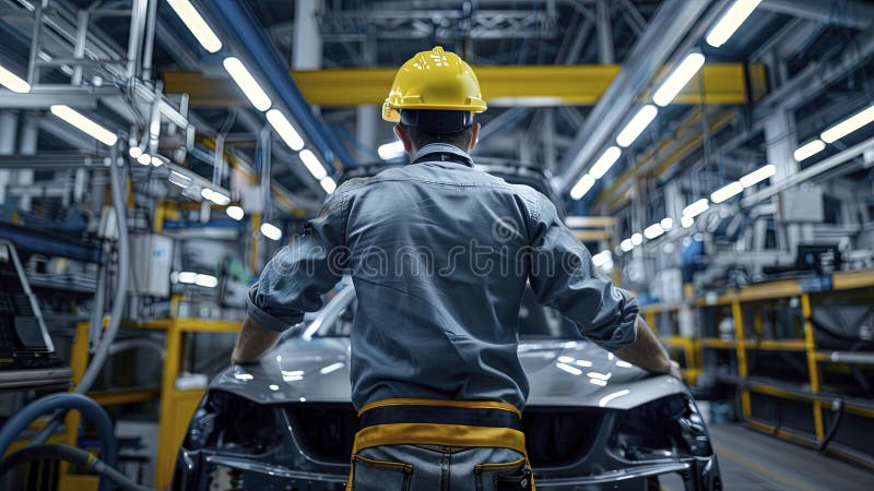 Auto Car Engineer Doing Work, Car Engineer at the Workstation with ...