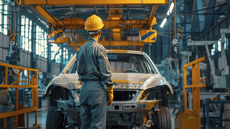 Auto Car Engineer Doing Work, Car Engineer at the Workstation with ...