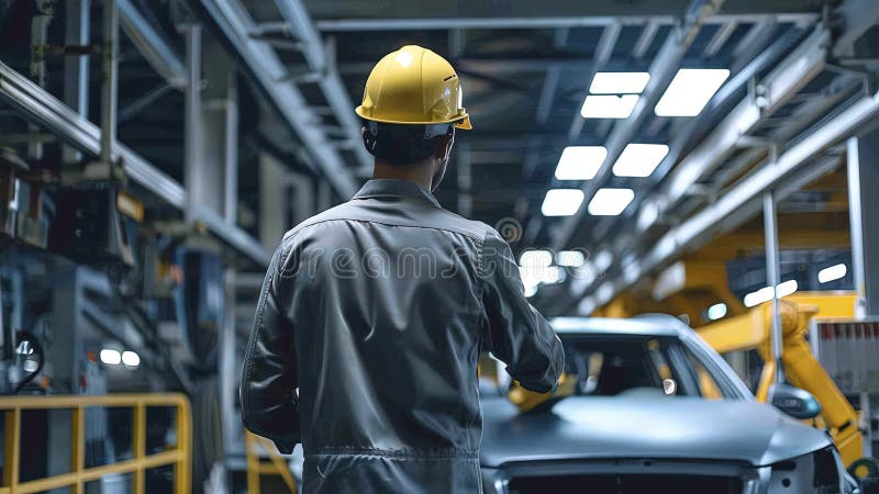 Auto Car Engineer Doing Work, Car Engineer at the Workstation with ...