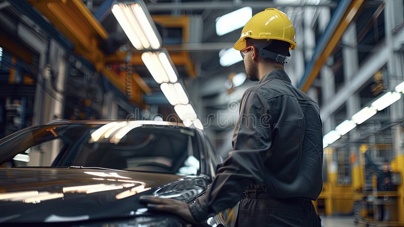 Auto Car Engineer Doing Work, Car Engineer at the Workstation with ...