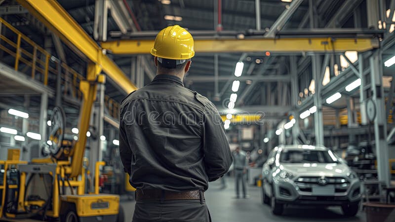 Auto Car Engineer Doing Work, Car Engineer at the Workstation with ...