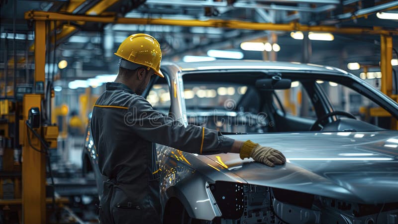 Auto Car Engineer Doing Work, Car Engineer at the Workstation with ...