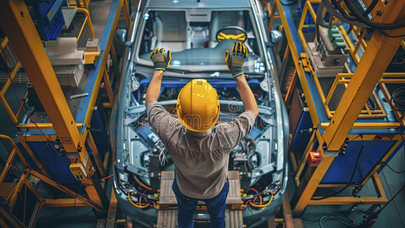 Auto Car Engineer Doing Work, Car Engineer at the Workstation with ...