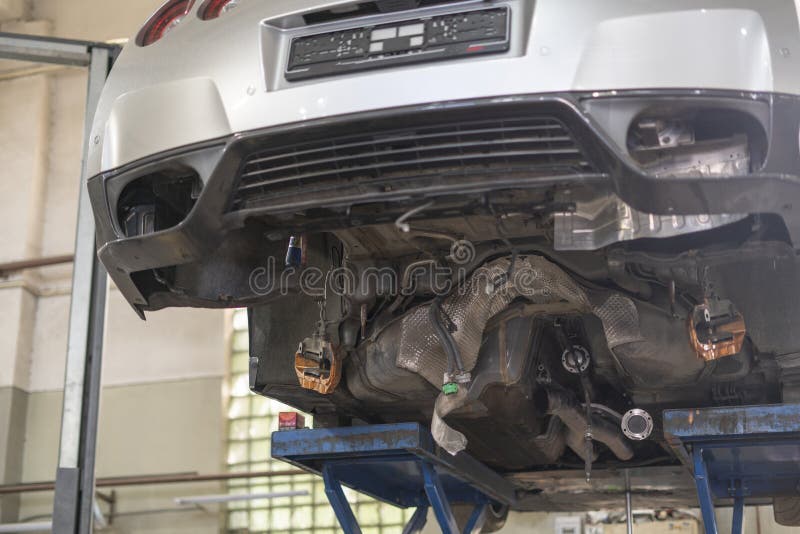 The Auto Car in Srvice To Fix and Repair Some Problems, Bottom of the ...