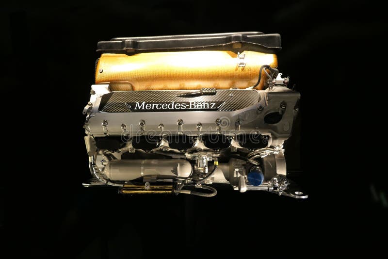Auto Components Engine of a Mercedes-Benz in the Mercedes Museum ...