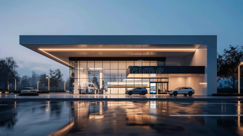 Auto Dealership Modern Glass Building Stock Photo - Image of ...