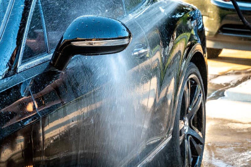 Auto Detailer Washing Luxury High End Car Stock Photo - Image of ...