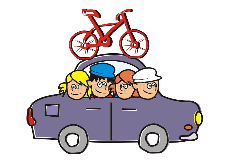 Auto en fiets vector illustratie. Illustration of uitje - 39962737