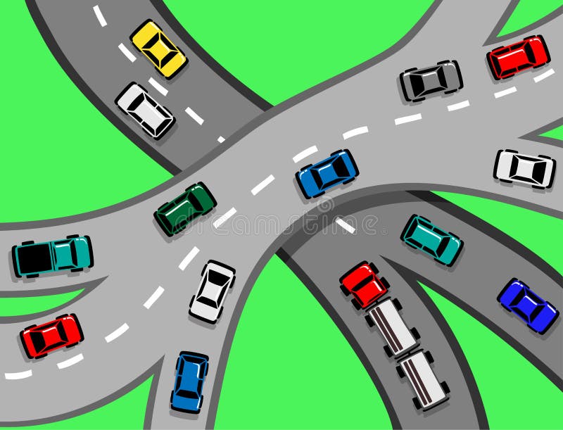 Rode auto op de weg vector illustratie. Illustration of achtergrond ...