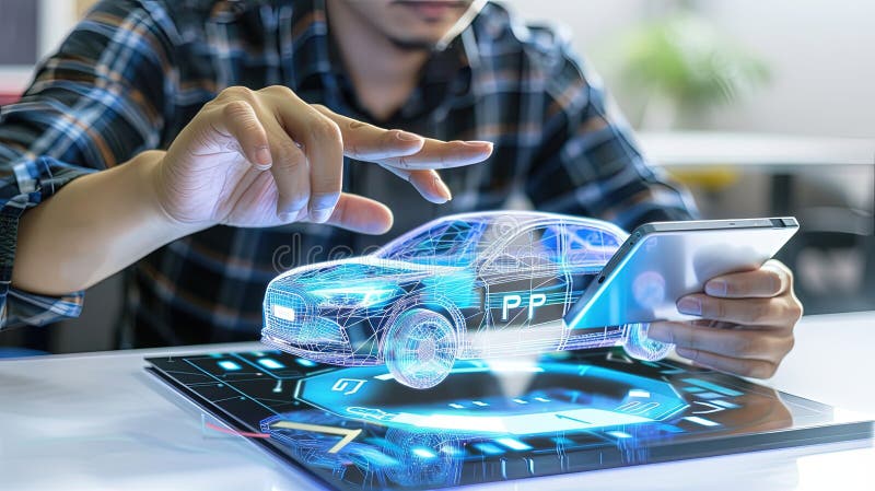 Auto Engineer Pushing Boundaries in Car Aesthetics. Stock Illustration ...